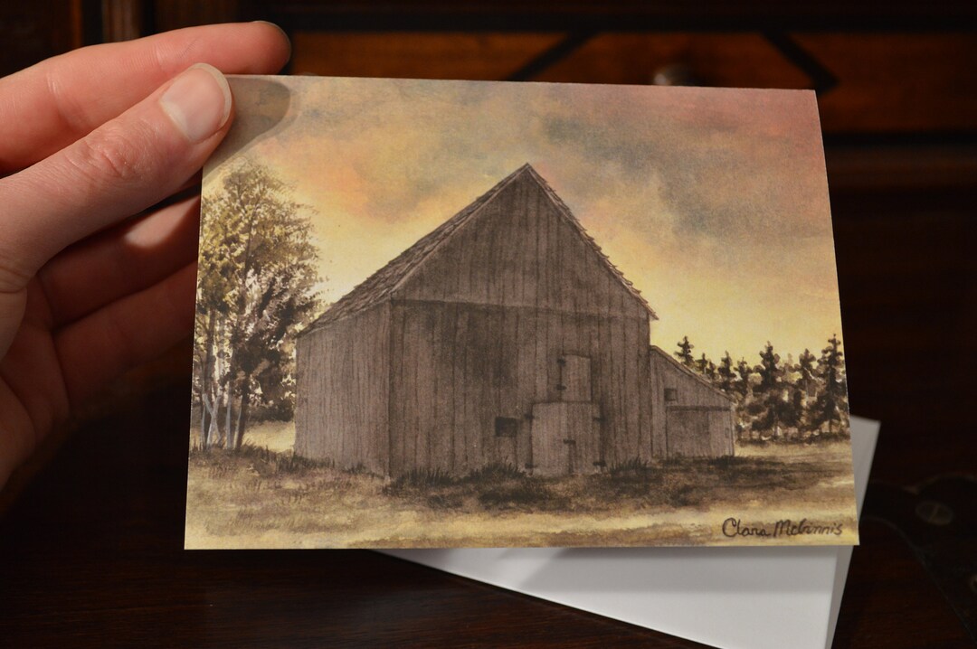 4 Notecards of the Painting Eggerman Farm by Clara Mcginnis, Blank Card ...
