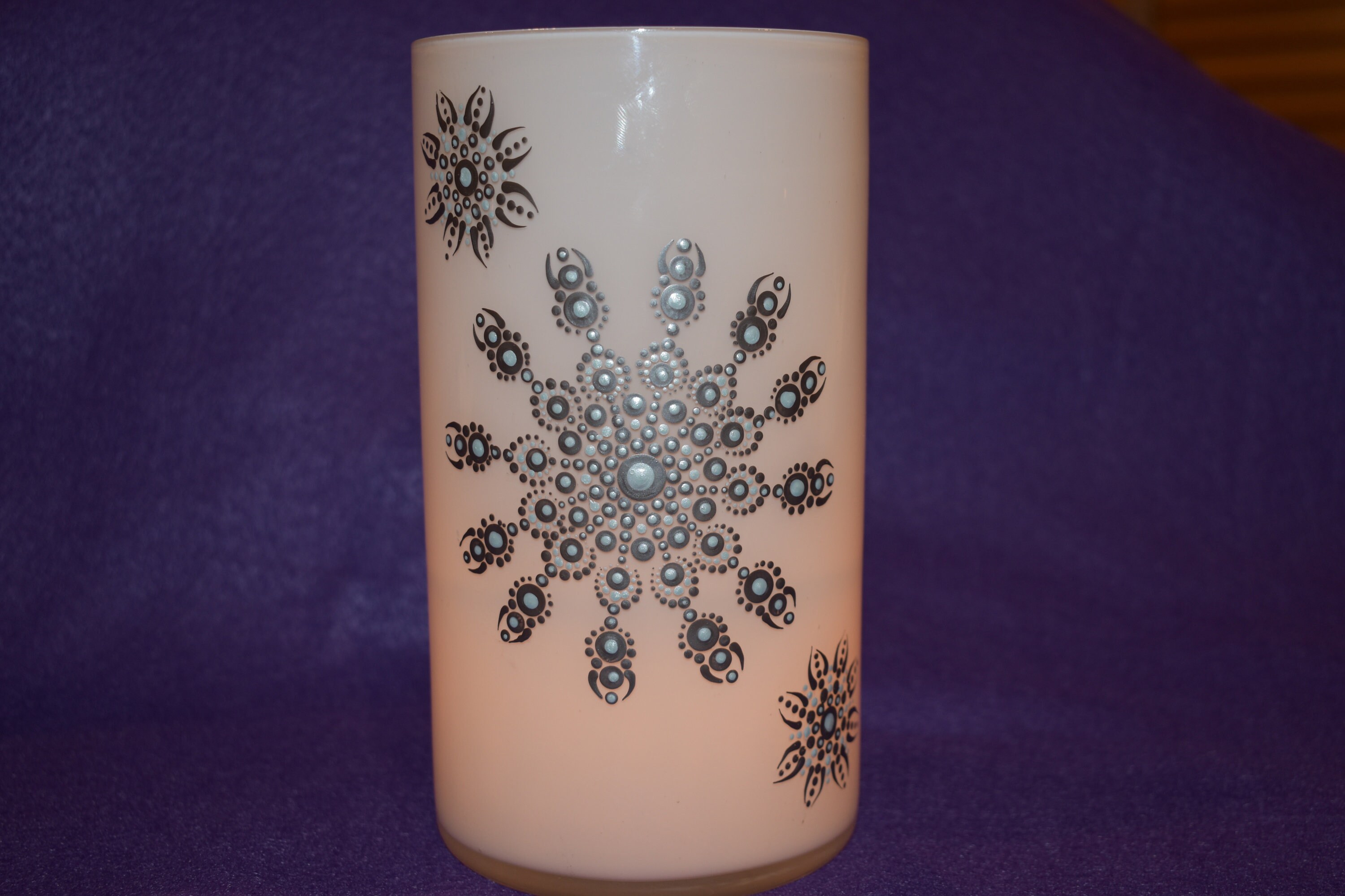 Hand Painted Candle Holder/vase With Dot Mandala Design - Etsy UK