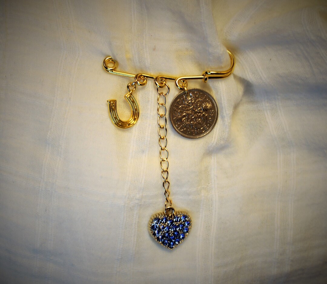 Gold Bustle Train Pin for Wedding Dress, Lucky Authentic British Six ...