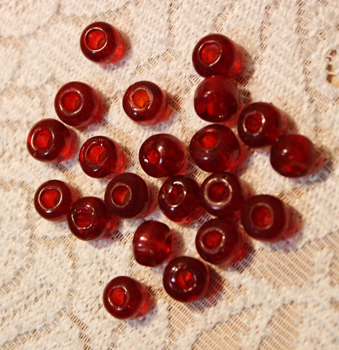 20 Deep Cherry Red Crow Beads, Translucent Lampwork Glass, Spacers ...