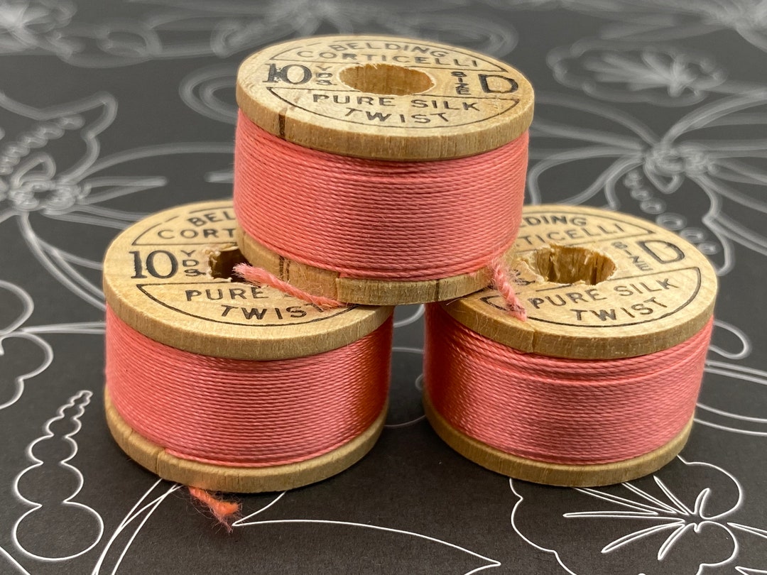 Vintage Pure Silk Twist Buttonhole Thread 3 Spools of ‘flame Pink’ 10 ...