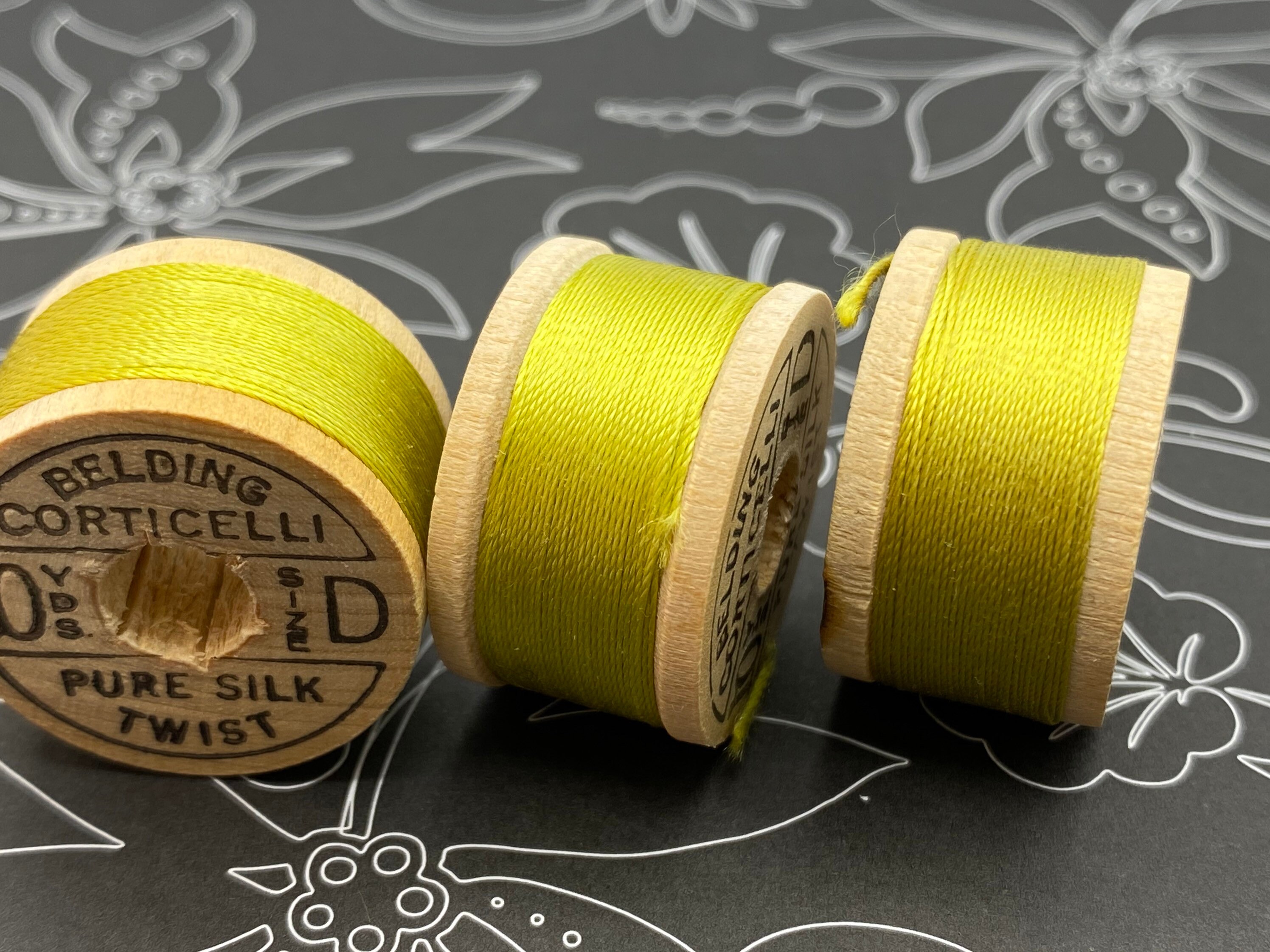 Vintage Pure Silk Twist Buttonhole Thread 3 Spools of ‘parakeet’ 10 ...