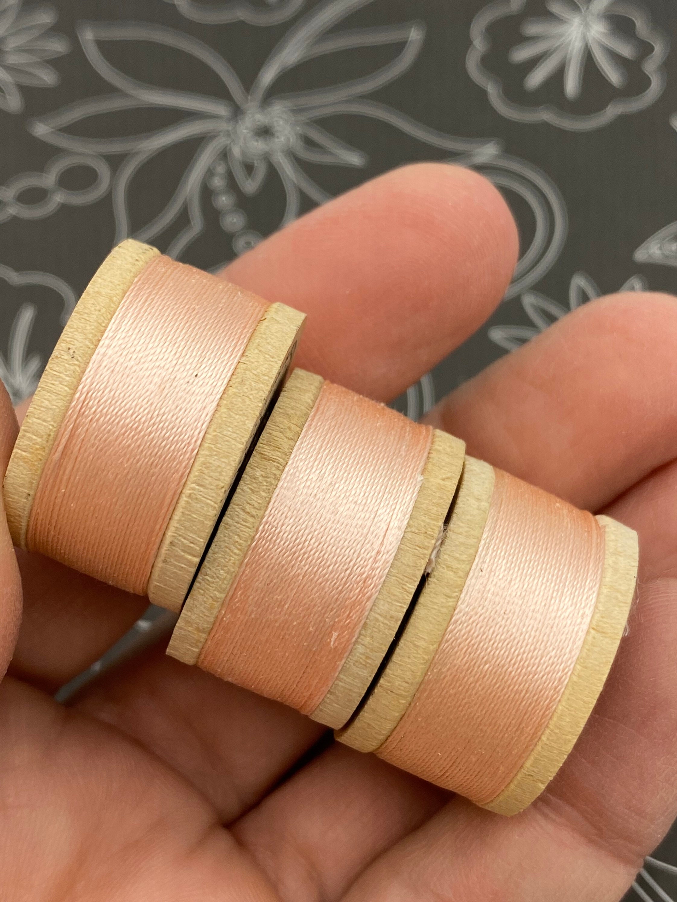 Vintage pure silk twist buttonhole thread 3 spools of Pink Frost 10 ...