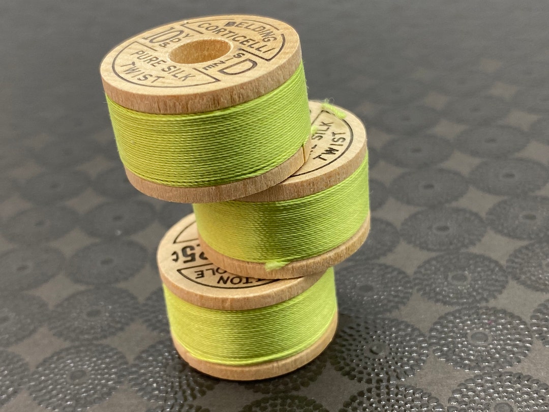 Vintage Pure Silk Twist Buttonhole Thread 3 Spools Ofgreen Goddess 10 ...