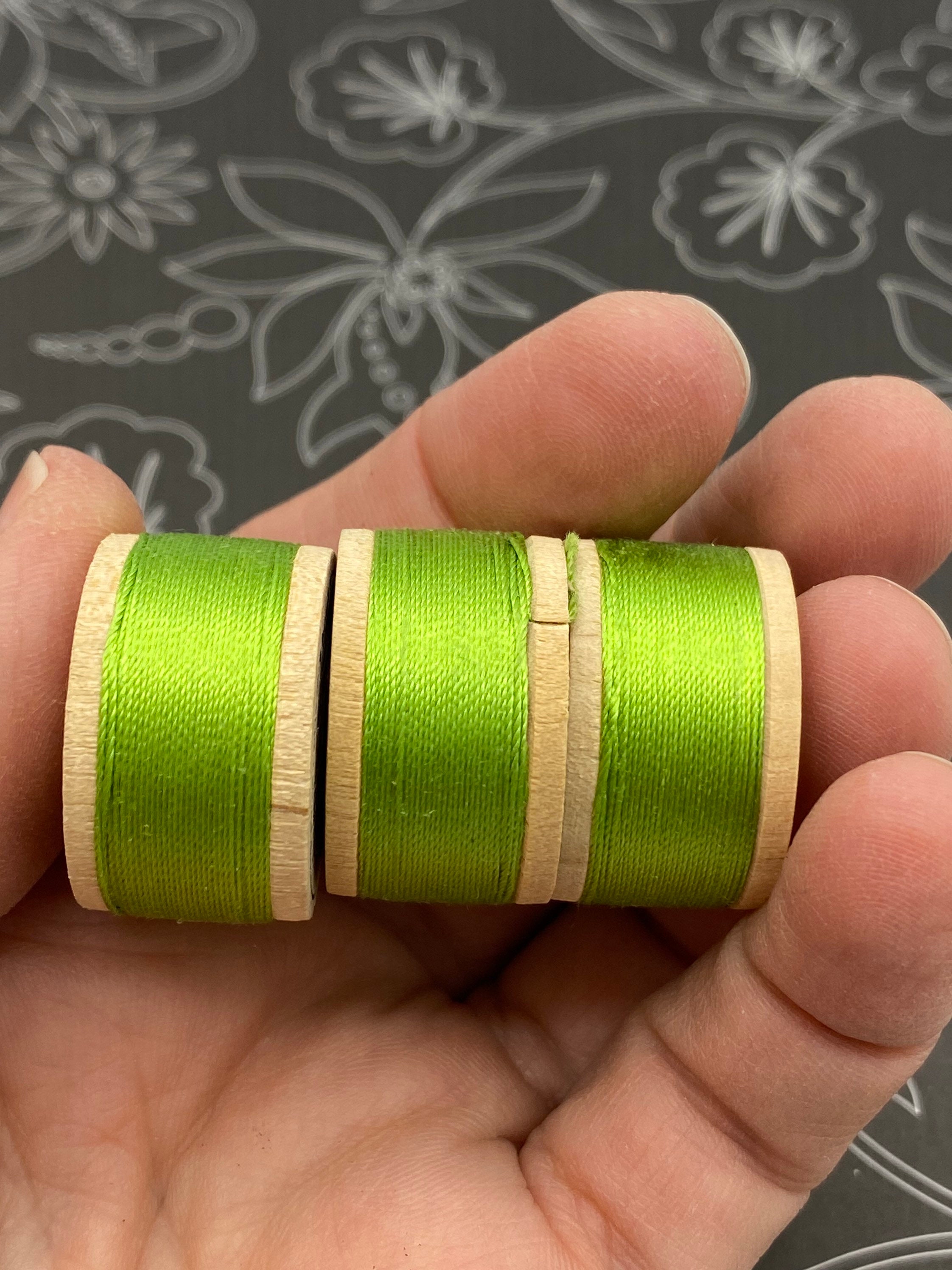 Vintage pure silk twist buttonhole thread 3 spools of Kelly Green 10 ...