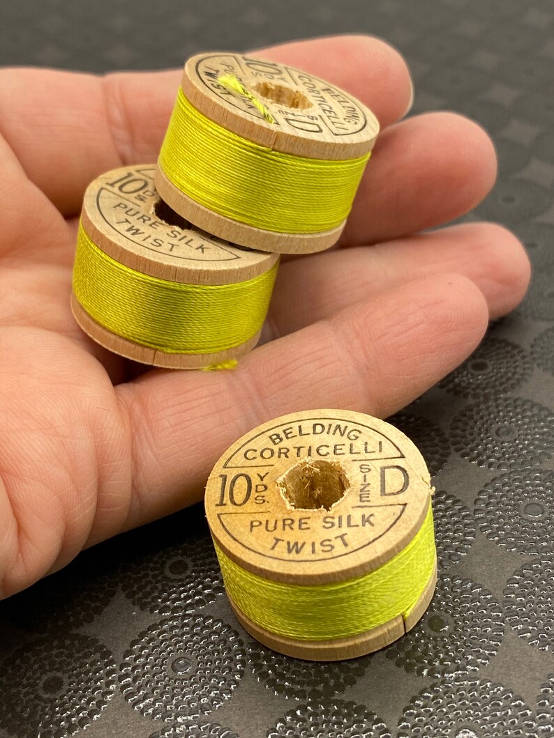 Vintage Pure Silk Twist Buttonhole Thread 3 Spools of limerick Green 10 ...