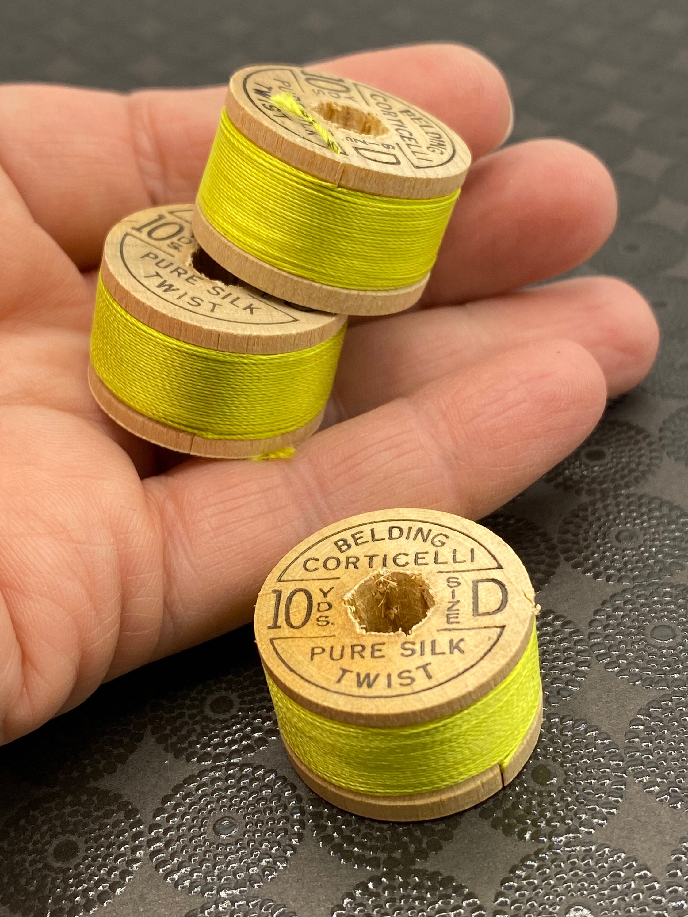 Vintage Pure Silk Twist Buttonhole Thread 3 Spools of limerick Green 10 ...