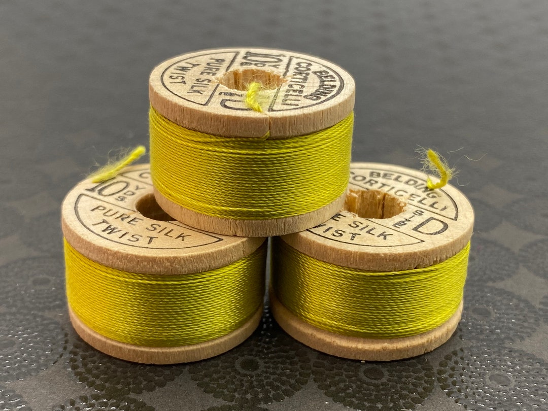 Vintage Pure Silk Twist Buttonhole Thread 3 Spools of lime Green 10 ...