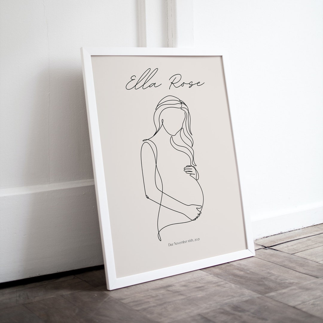 CUSTOM Pregnancy Print, Pregnancy Art, Pregnancy Wall Decor, Pregnancy ...