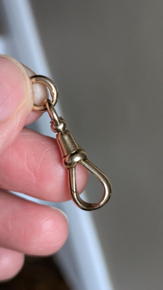 Antique 9ct yellow gold large swivel dog clip - Gem