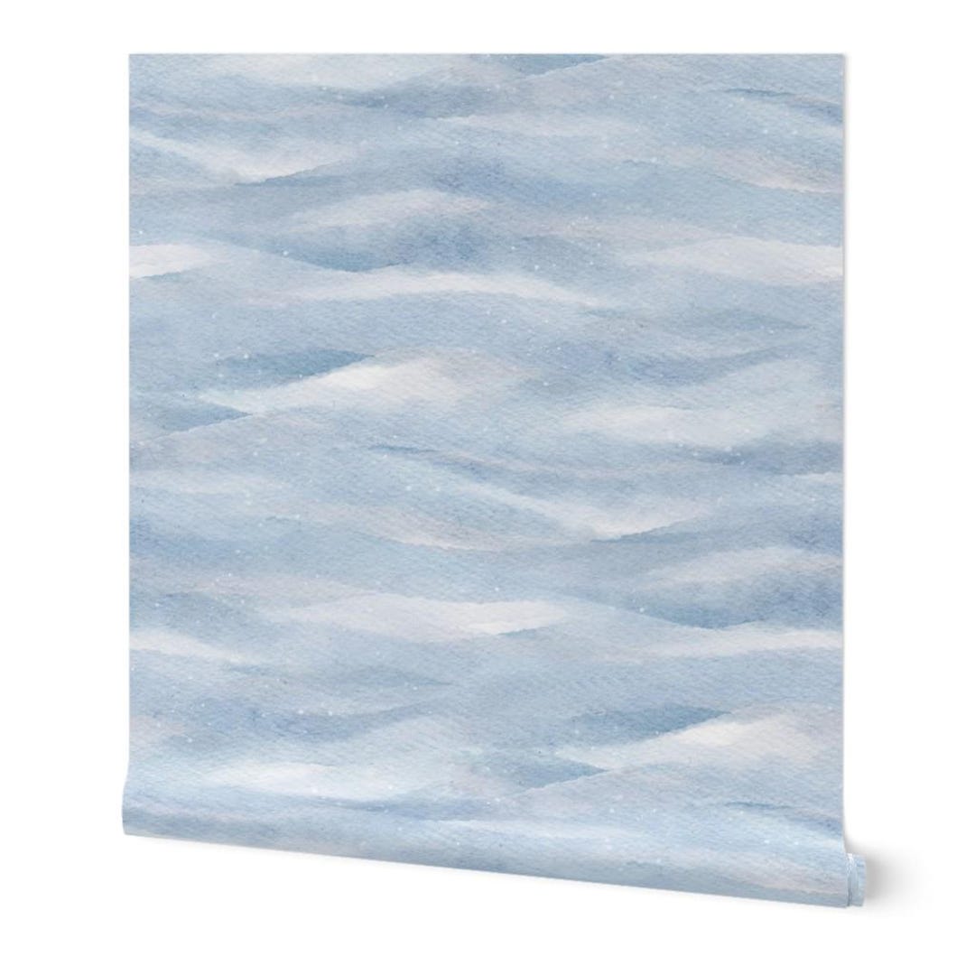 Blue-gray Ocean Waves Wallpaper - Modern Coastal - Watercolor, Textural ...