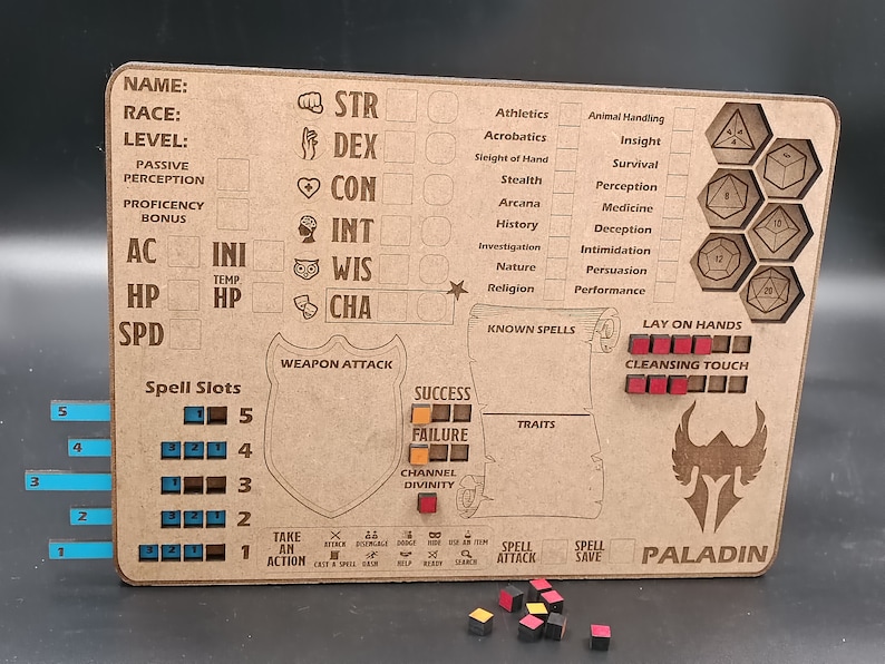 Handcrafted Wooden Paladin Character Tracker: Dnd Game Board - Etsy