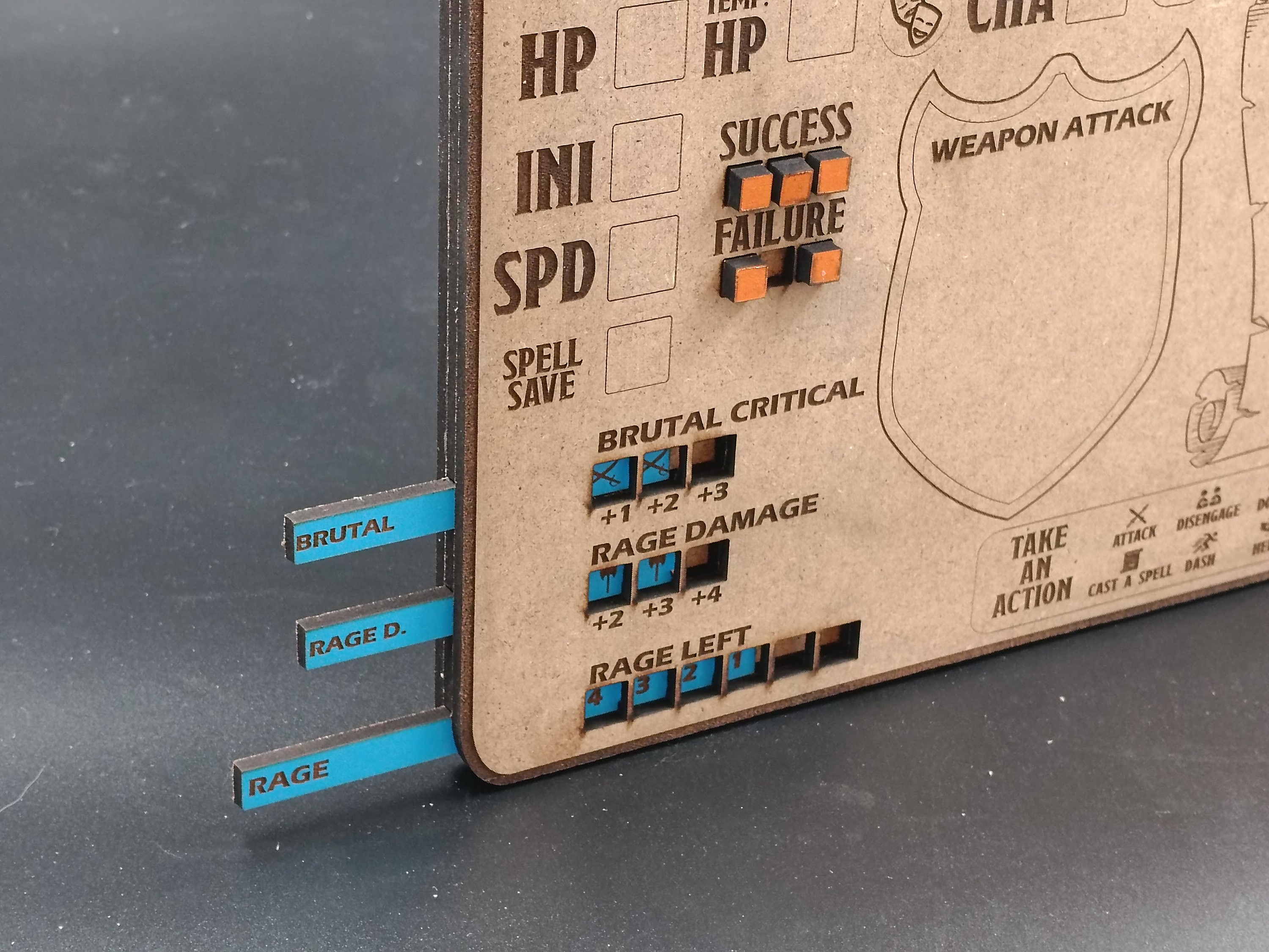 Handcrafted Wooden Barbarian Character Tracker: Dnd Player Board - Etsy
