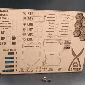 Dnd RANGER Class Character Tracker / Character Sheet, Spell Slots ...