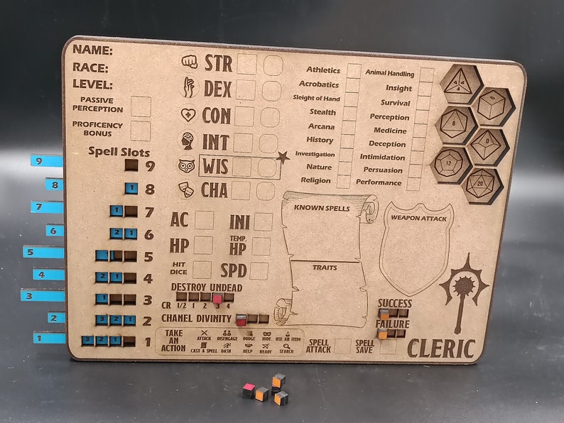 Dnd Cleric Character Tracker: Wooden Spell Slots Board - Etsy