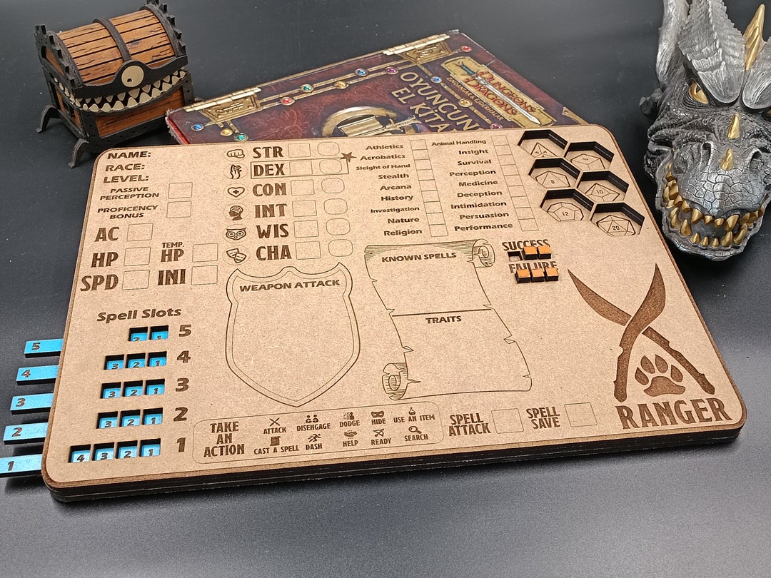 Dnd Ranger Character Tracker: Wooden Adventure Board With Spell Slots ...