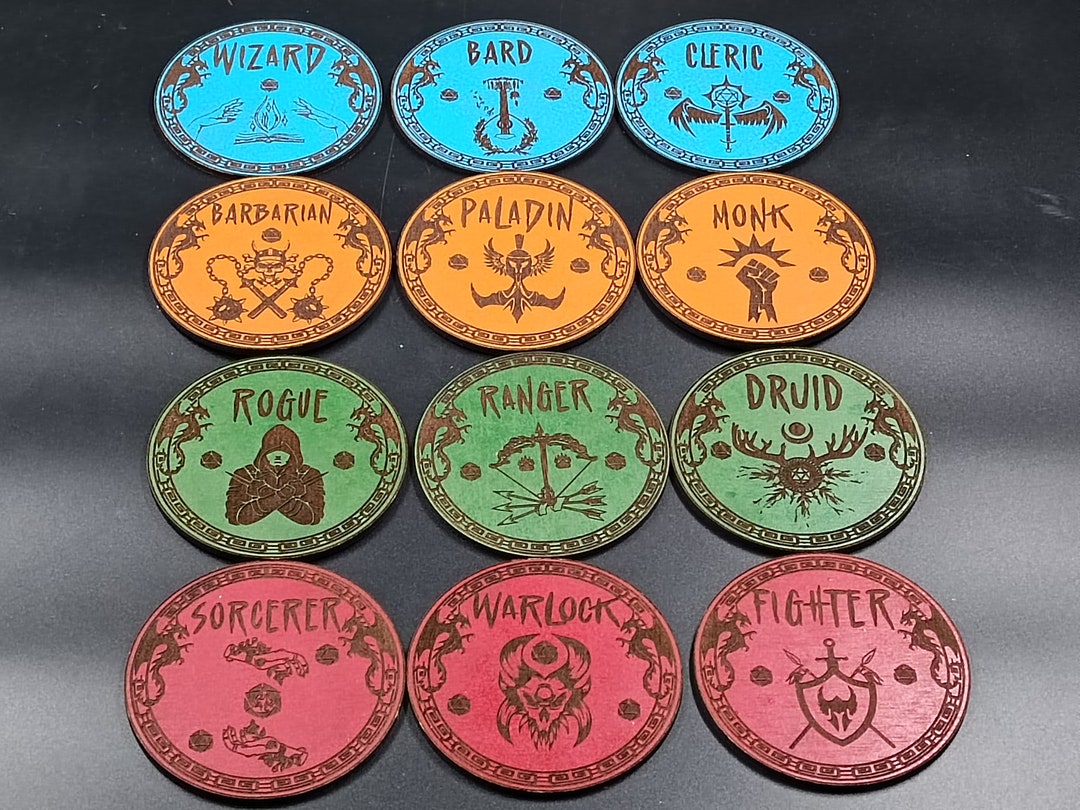 Dungeons and Dragons Wooden Coasters: Dnd Class Geek Gifts - Etsy