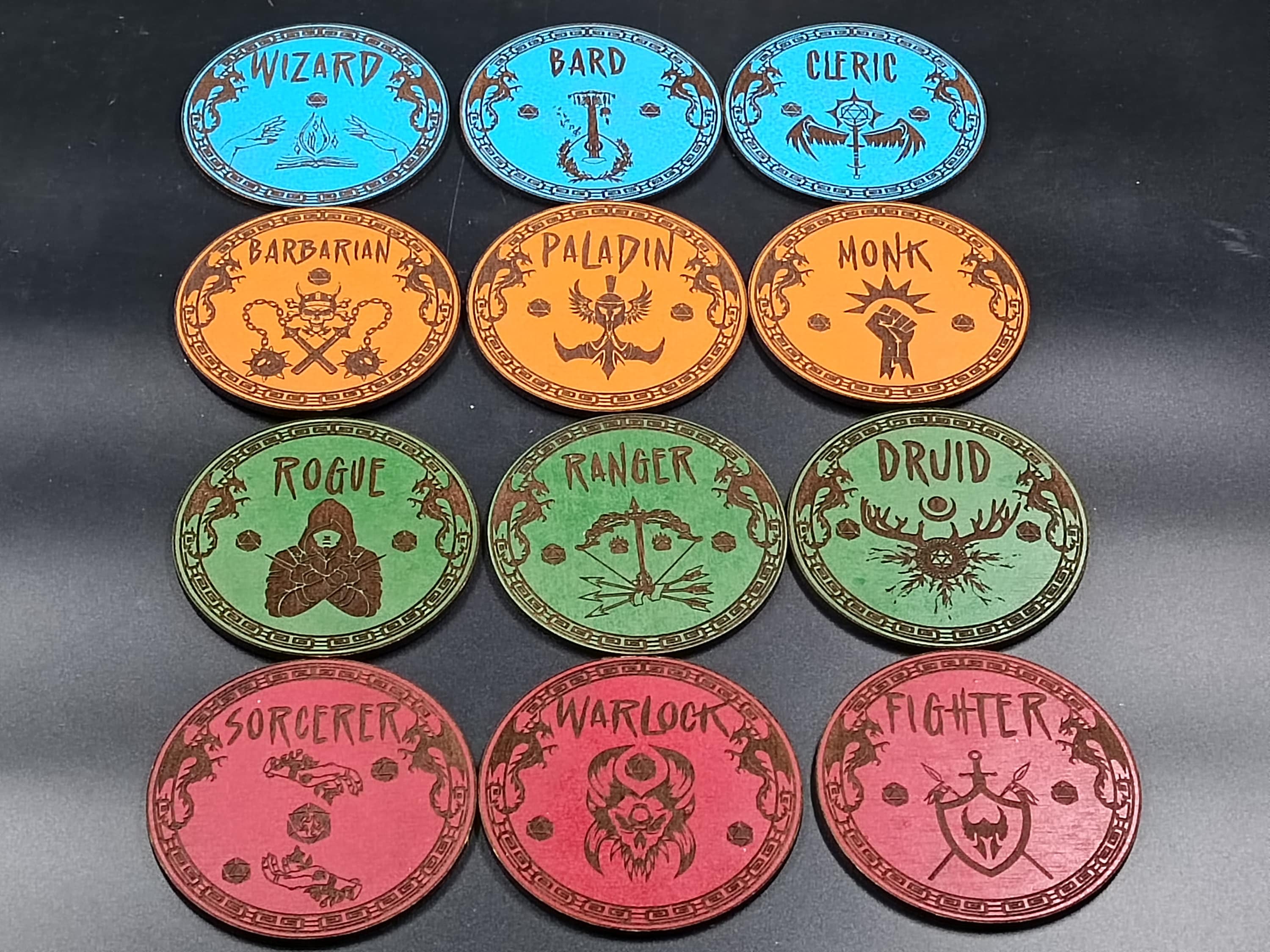 Dungeons and Dragons Wooden Coasters - Dnd Classes - Barbarian - Bard ...