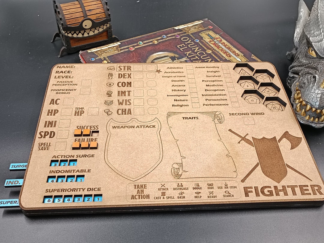 Dnd FIGHTER Class Character Tracker / Character Sheet, Spell Slots ...