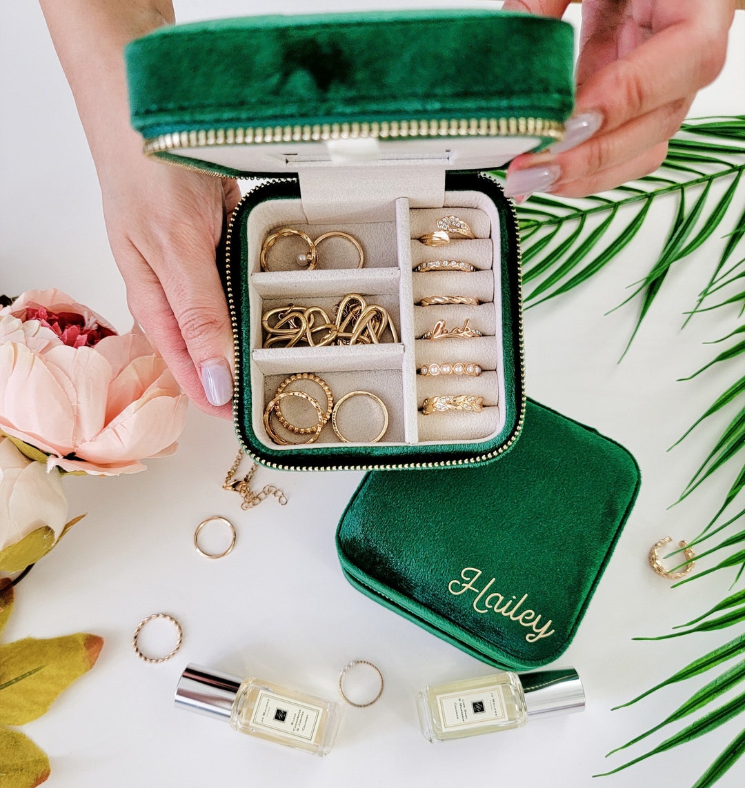 Personalized Velvet Jewelry Case: Italian Velvet Travel Organizer - Etsy