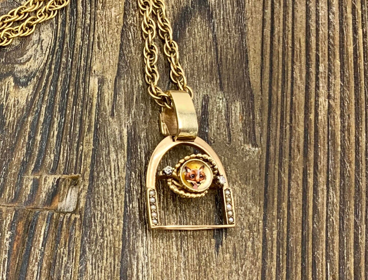 Antique Hand-painted Reverse Intaglio Crystal Fox/ Stirrup - Etsy