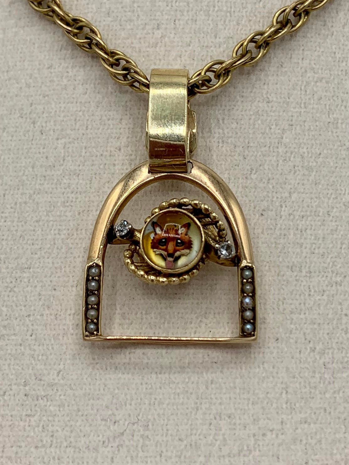 Antique Hand-painted Reverse Intaglio Crystal Fox/ Stirrup - Etsy