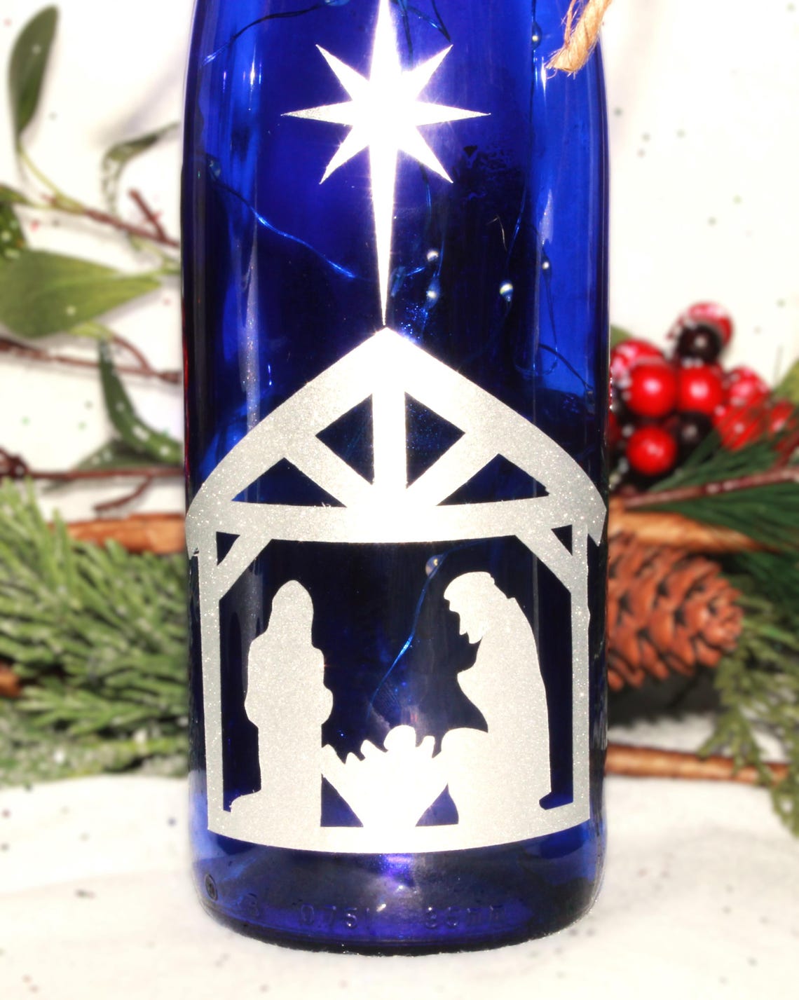 Nativity Scene Lighted Wine Bottle Set - Etsy
