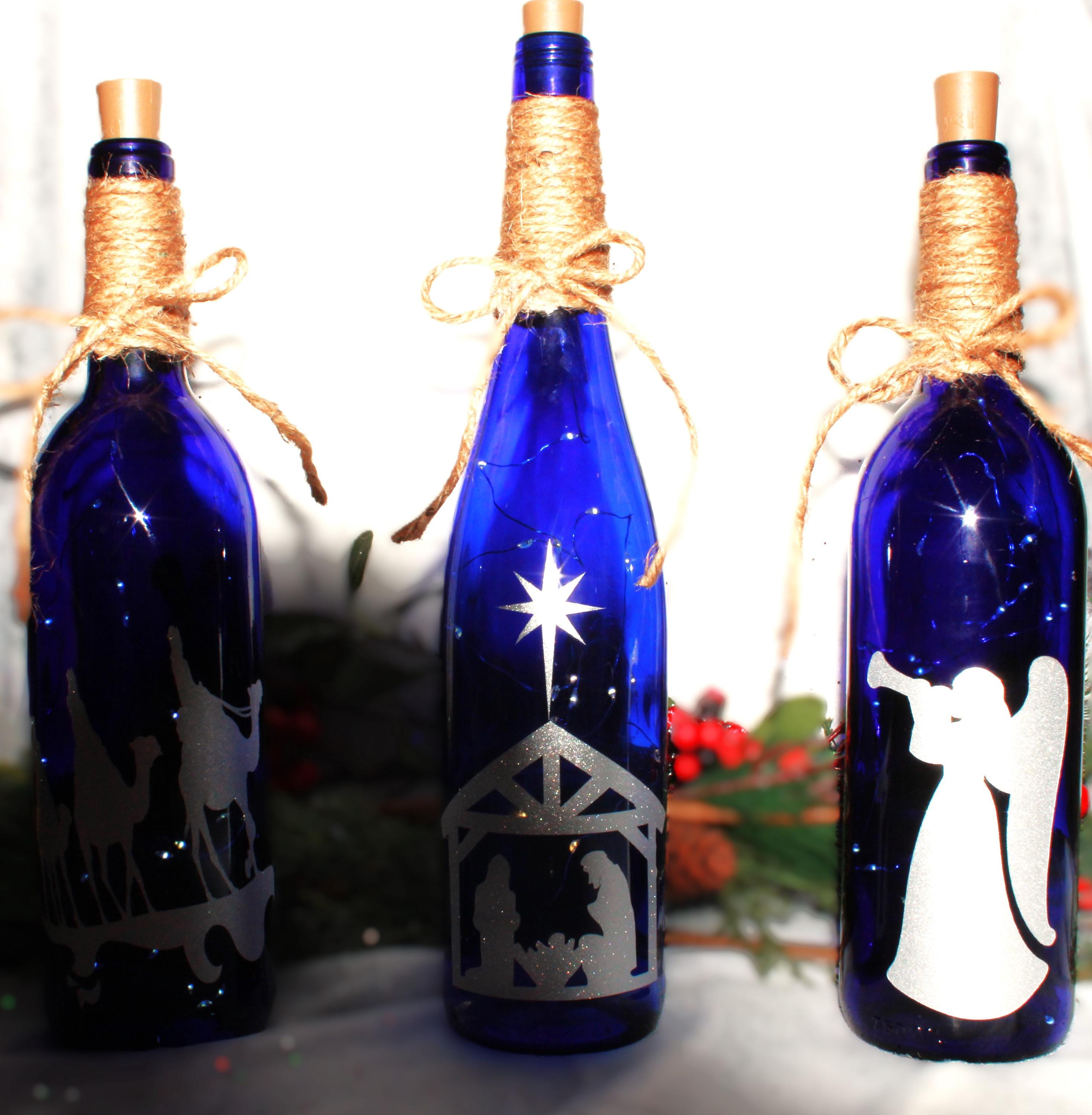 Nativity Scene Lighted Wine Bottle Set - Etsy