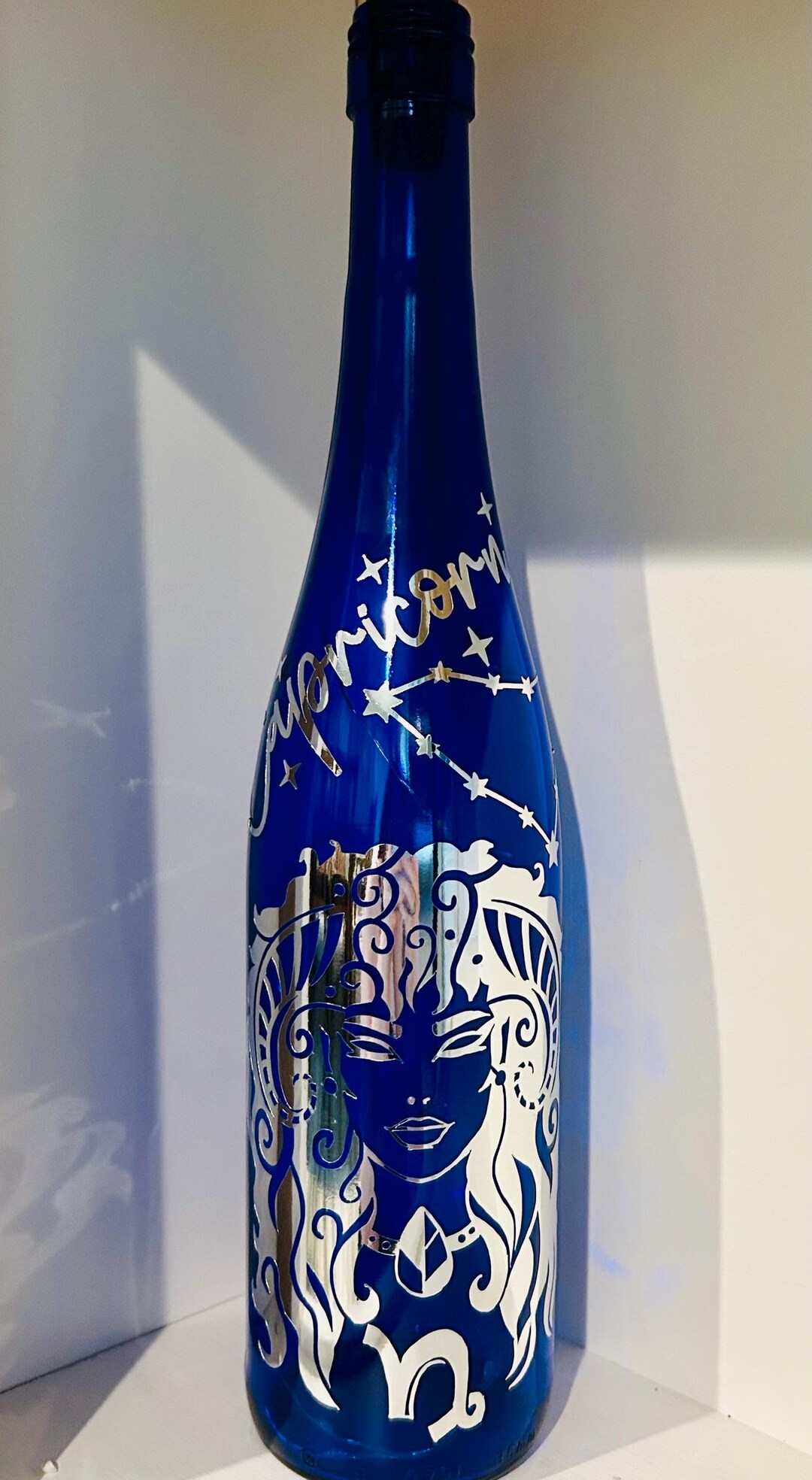 Capricorn Goddess Lighted Wine Bottle: Zodiac Astrology Gift - Etsy