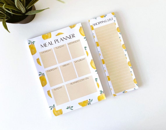 Lemon Meal Planner A5 Weekly Meal Planner Tear off Meal - Etsy