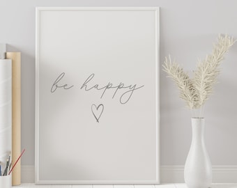 Be Happy Wall Art | Etsy