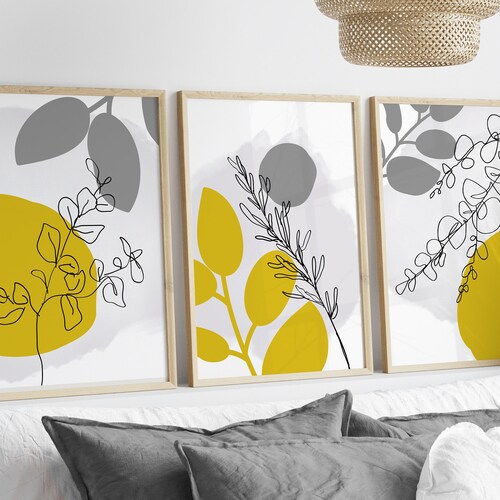 Set of 3 Mustard Art Prints Printable Yellow Wall Art - Etsy