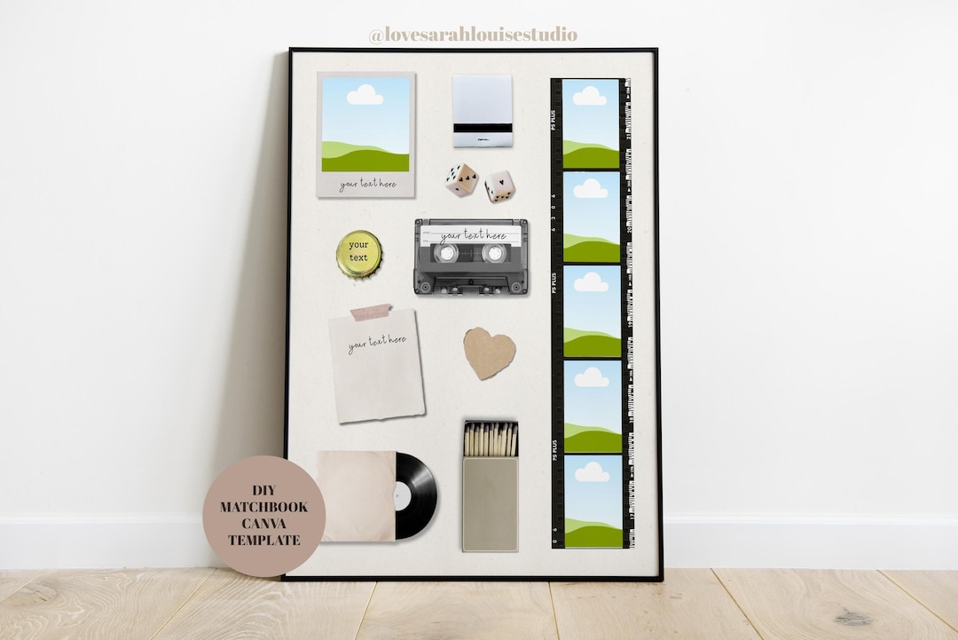 Memory Poster, Blank Template, Matchbook Template, Canva Template ...