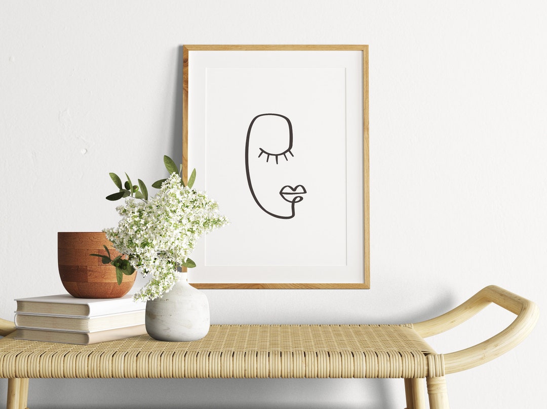 Face Line Art, Abstract Face Art, Minimal Wall Art, Modern Wall Art ...