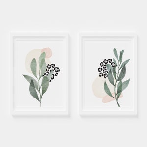 Abstract Leaf Prints, Set of 2, Botanical Wall Art, Leaf Poster, Leaf ...