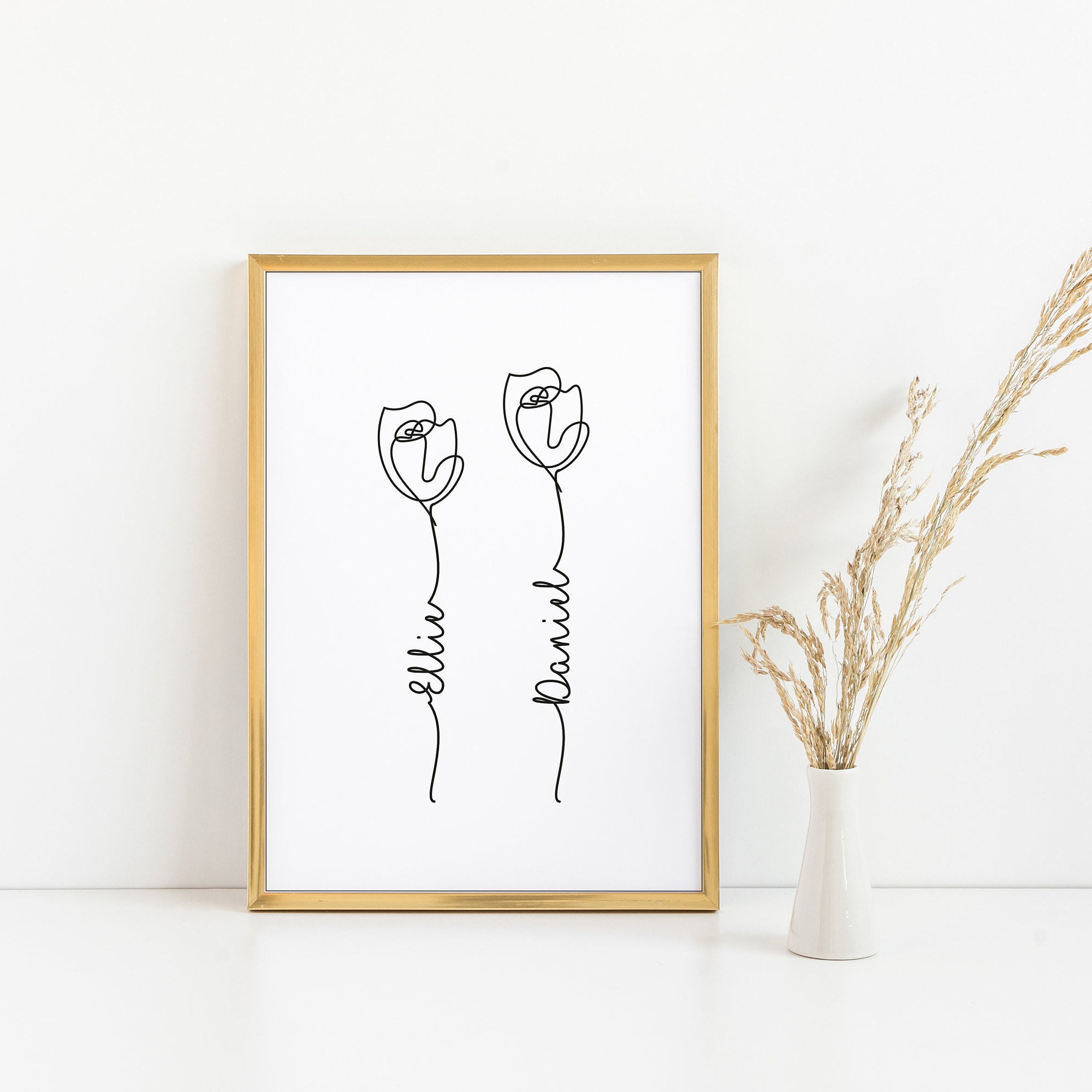 Names Personalised Print Rose Print Couples Personalised - Etsy India