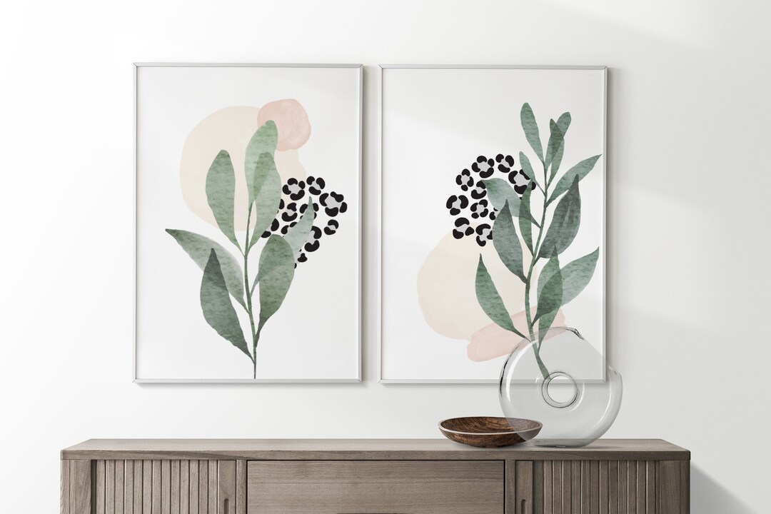 Abstract Leaf Prints, Set of 2, Botanical Wall Art, Leaf Poster, Leaf ...