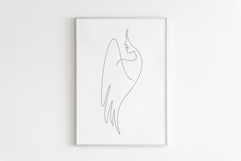 Angel Line Art Prints Guardian Angel Print Line Art - Etsy