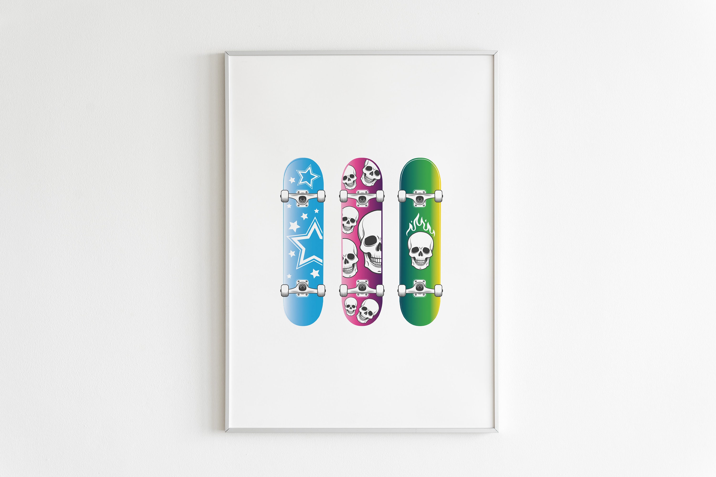 Skateboard prints Set of 3 Skater wall art Boys room Teen | Etsy