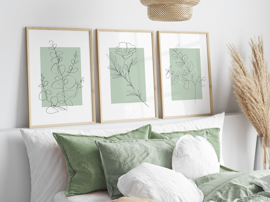 Sage Green Wall Art, Set of 3 Prints, Botanical Prints, Plants Wall Art ...