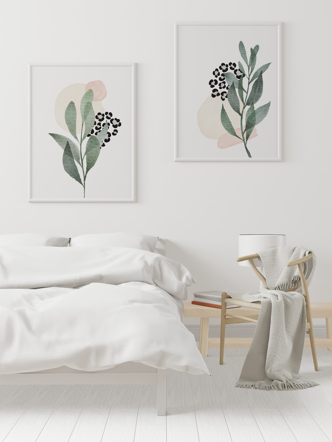 Abstract Leaf Prints, Set of 2, Botanical Wall Art, Leaf Poster, Leaf ...