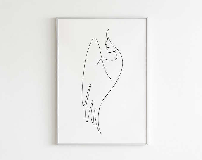 Guardian Angel Line Art Poster, Hands Line Art, Line Art Poster, Line ...
