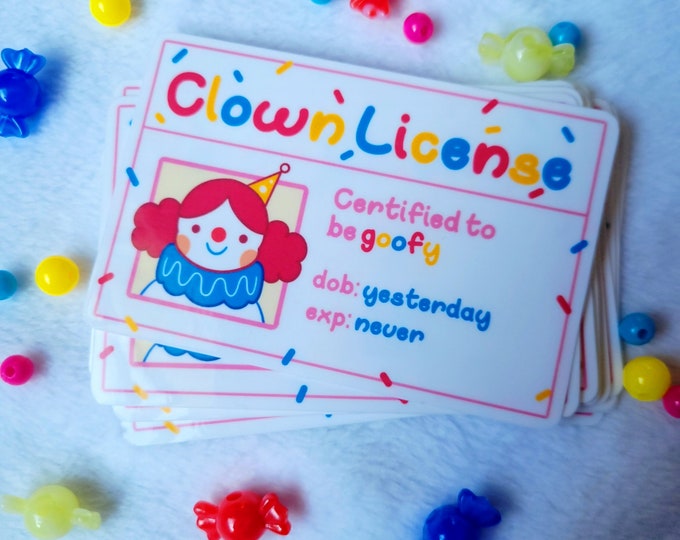 Certified Clown License Sticker Cute Funny Clowncore Clown Jester ...