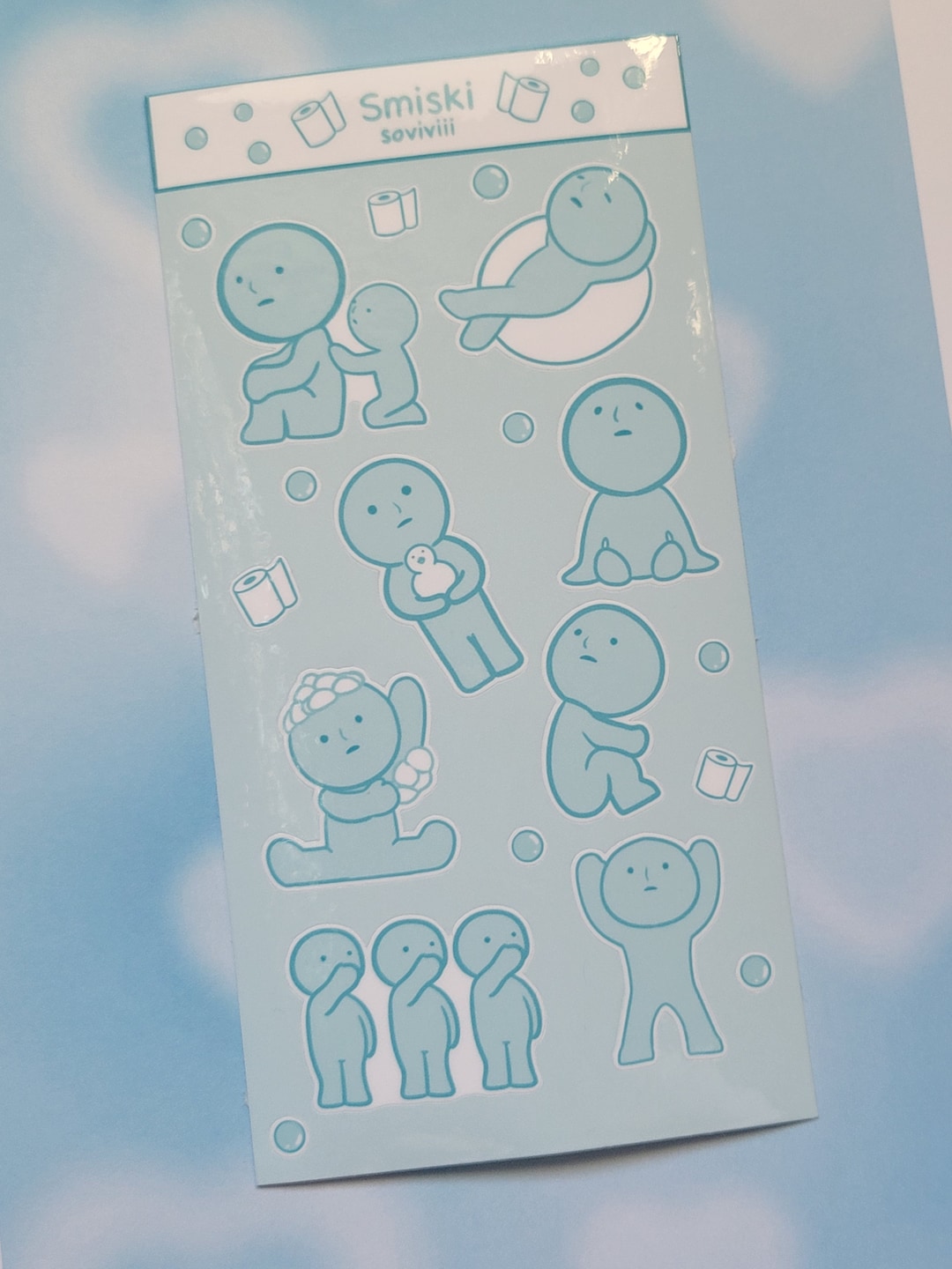 Smiski Blue Sticker Sheet - Etsy