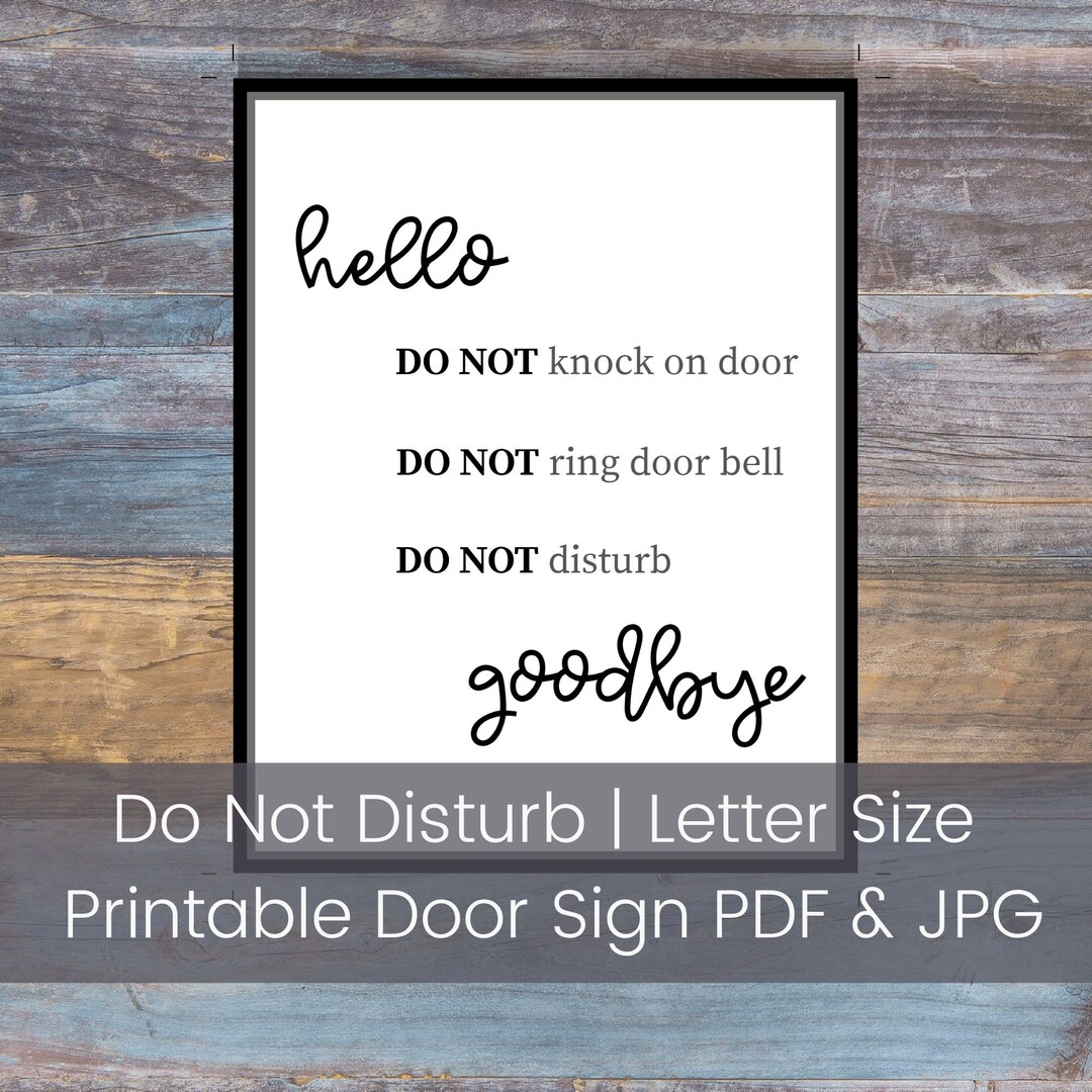 Do Not Disturb Printable Door Sign Front Door Sign Front Door Notice - Etsy