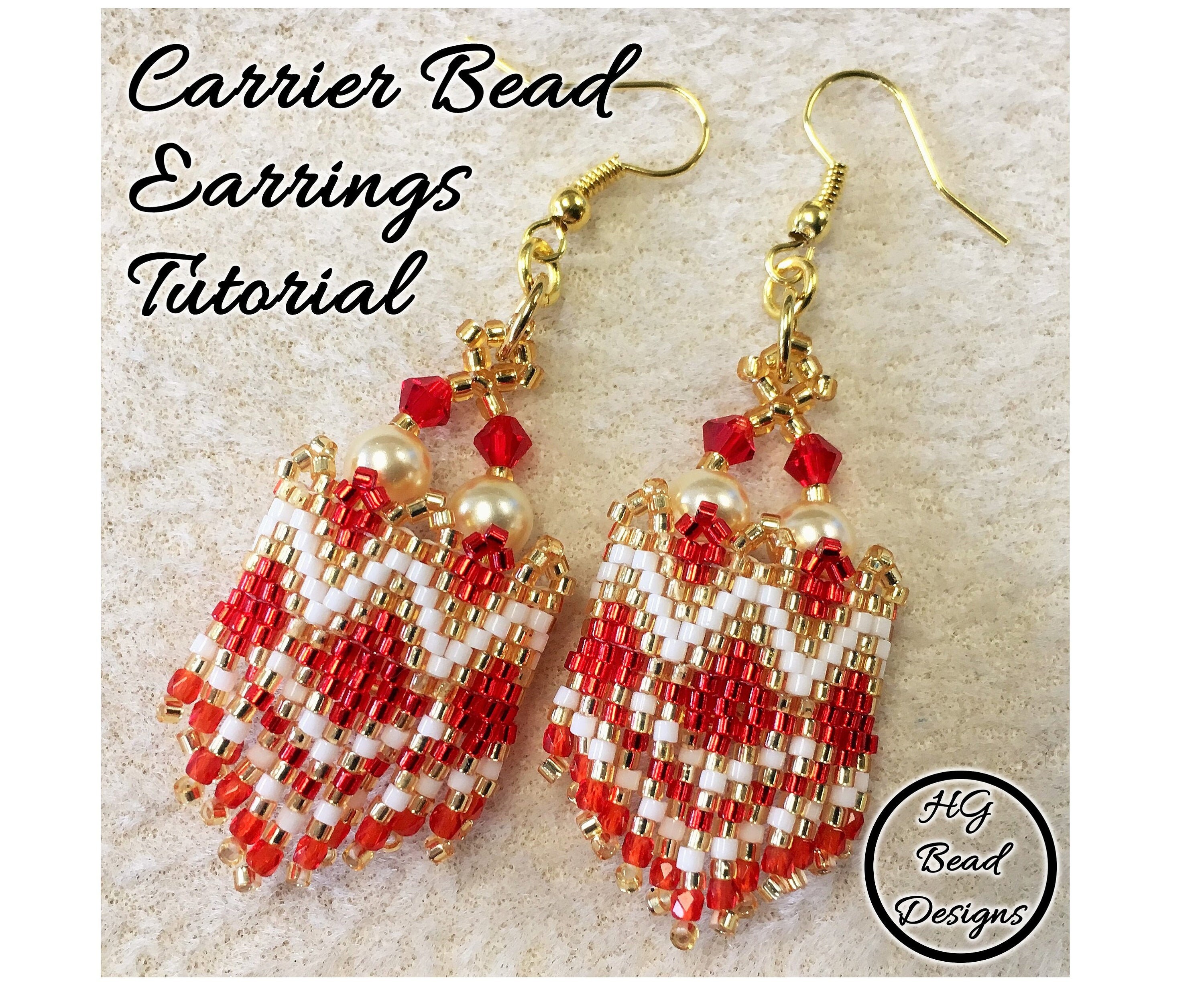 Carrier Bead Peyote Earrings Beading Tutorial Pattern - Etsy
