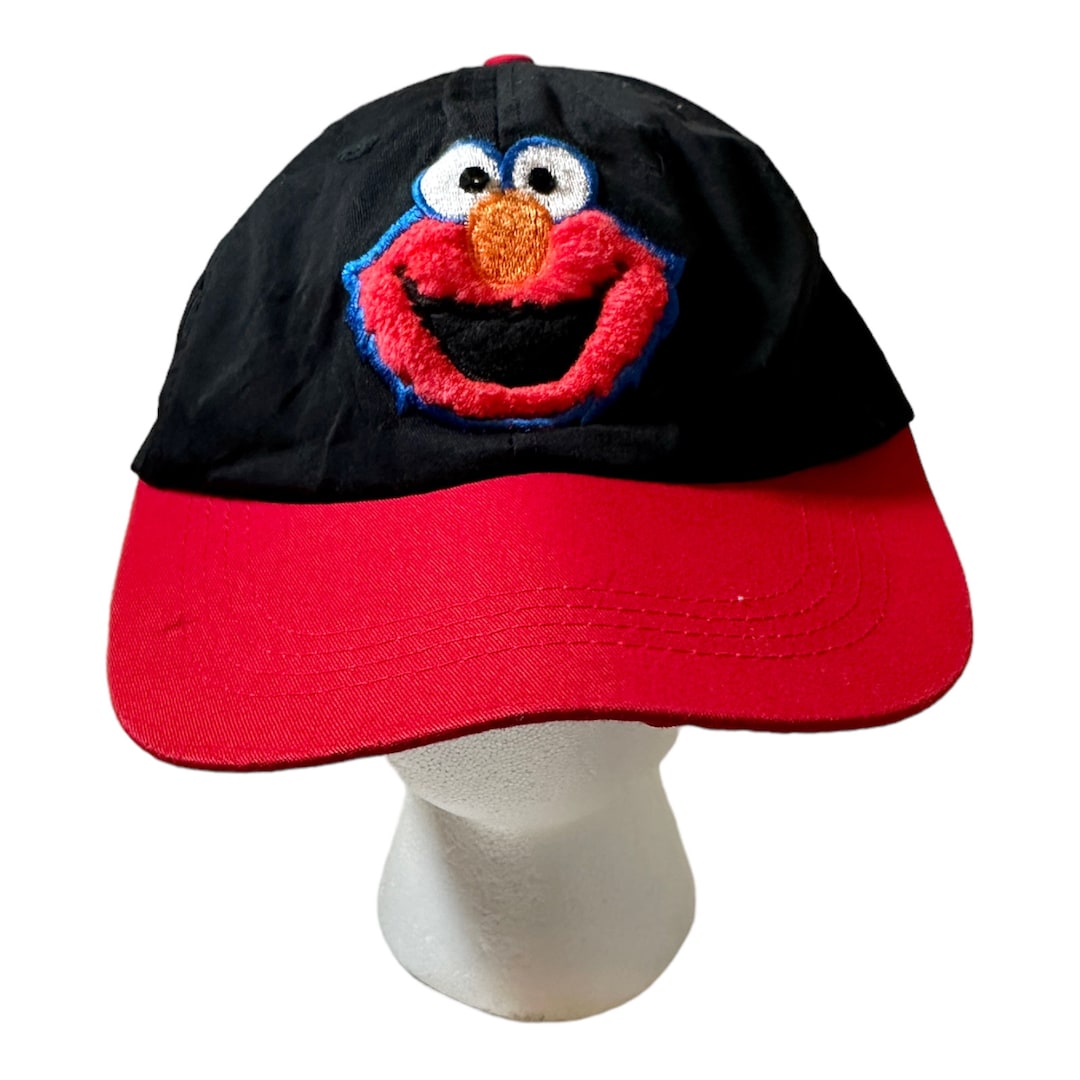 Vintage 90s Sesame Street Fuzzy Elmo Elastic Back Embroidered - Etsy