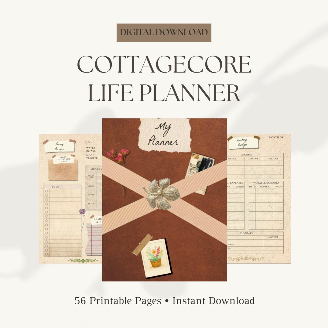 Cottagecore Life Planner Printable | 56-page Vintage-inspired PDF for ...
