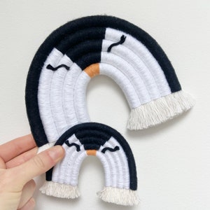 Penguin Macrame Wall Hanging / Penguin Nursery Decor / Animal Rainbow ...