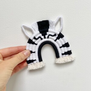 Zebra Macrame Wall Hanging / Zebra Nursery Decor / Animal Rainbow ...